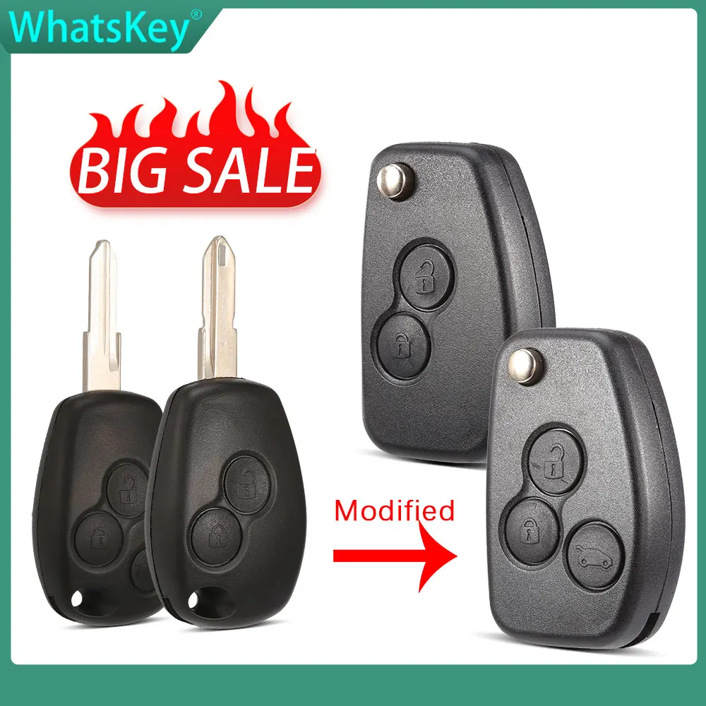 WhatsKey-2-3-Bot-n-Modificado-Flip-Car-Key-Shell-para-Renault-DACIA ...