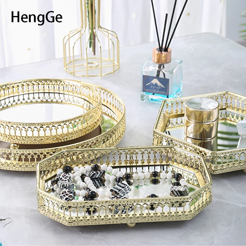 Light-Luxury-Mirror-Iron-Trays-Decorative-Home-Metal-Openwork-Side-High ...