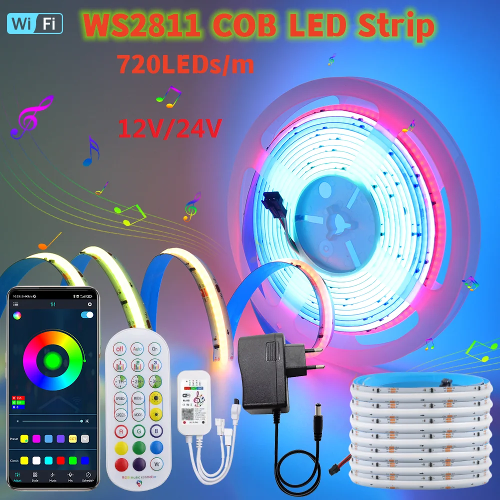 12V-24V-WS2811-COB-LED-Strip-Light-720LEDs-m-RGBIC-Addressable-FOB ...