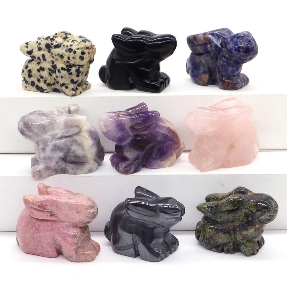 1.5" Elf Rabbit Statue Natural Stone Reiki Healing Crystals Animal ...