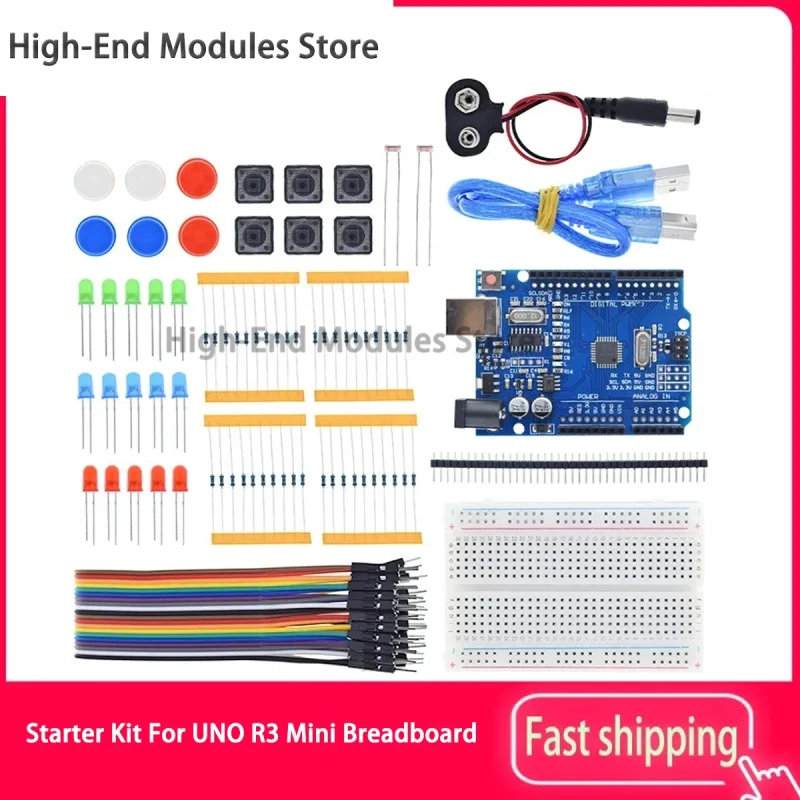 UNO-R3-Mini-Breadboard-Starter-Kit-Fio-Jumper-LED-Bot-o-para-Arduino ...