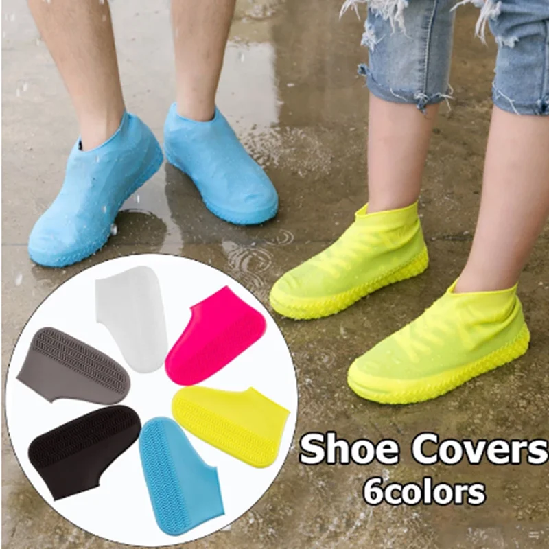 1Pair-Reusable-Waterproof-Rain-Shoes-Covers-Slip-resistant-Rubber-Rain ...