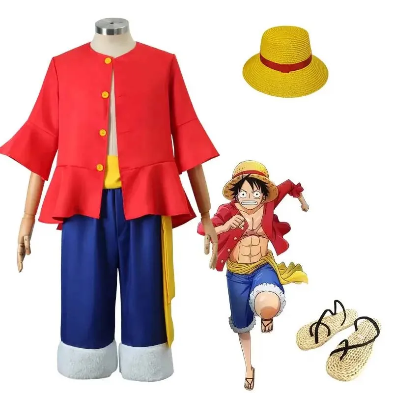 ONE-PIECE-Monkey-D-Luffy-party-costume-cosplay-costume-Straw-hat-and ...