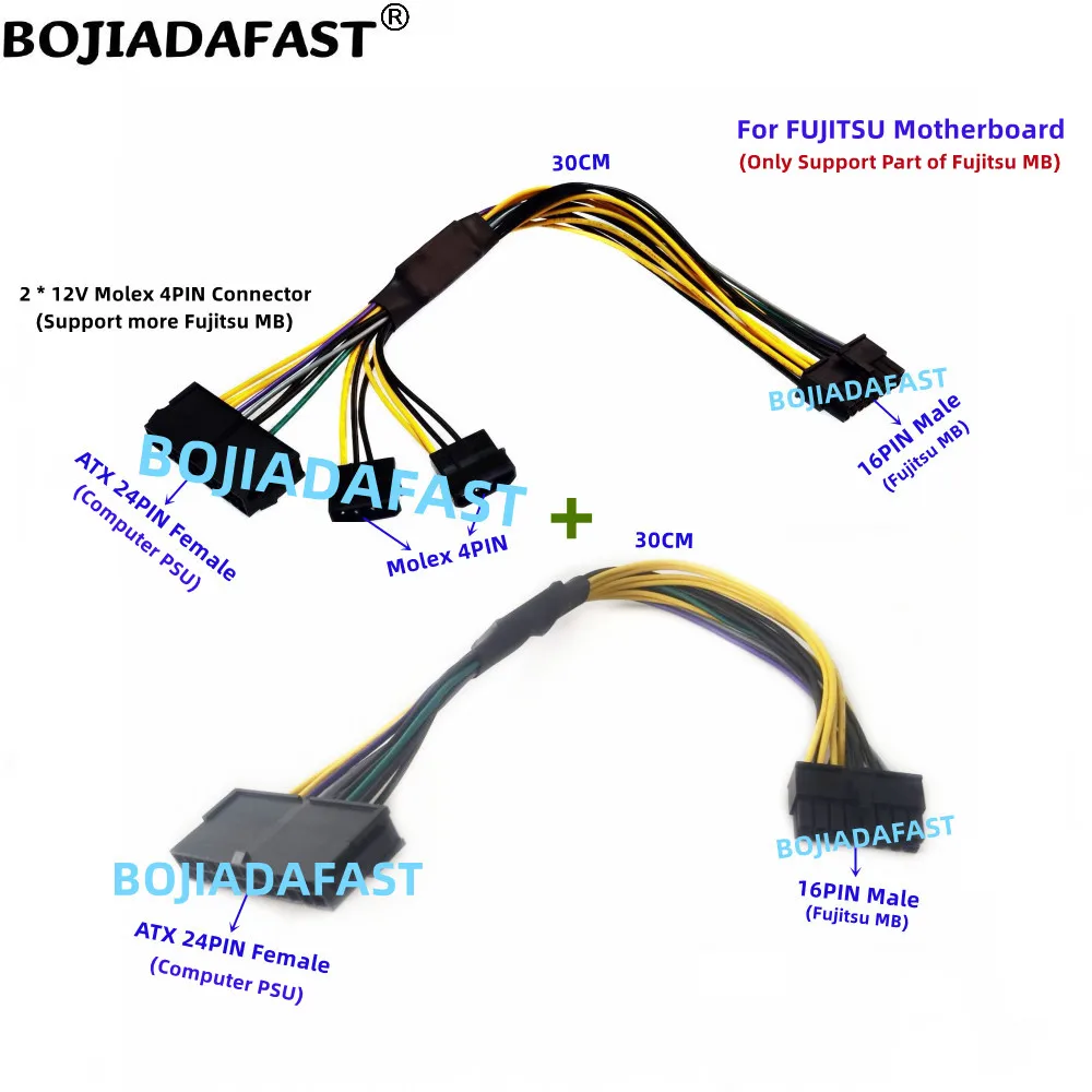 Computer ATX 24Pin & 2 Molex 4Pin Female To Fujitsu Motherboard 16Pin ...