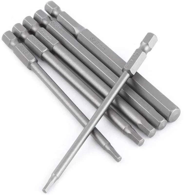 100mm Hex Head Screwdriver Bit Metric Magnetic Hex Key Screwdriver 1/4" Hex Shank Universal ...