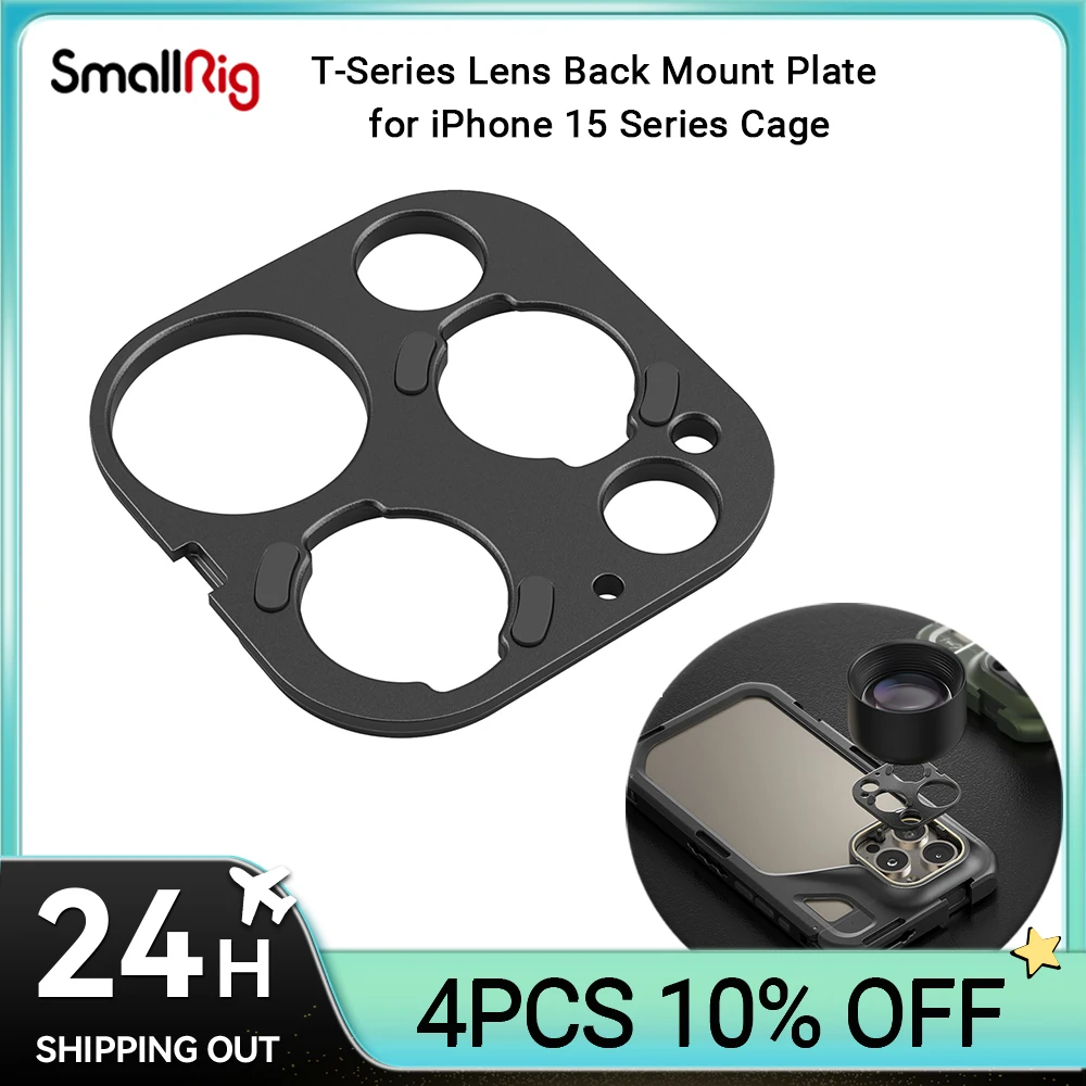 SmallRig T-Series Lens Back Mount Plate for iPhone 15 Pro Cage 4396/15 Pro Max Cage 439 ...