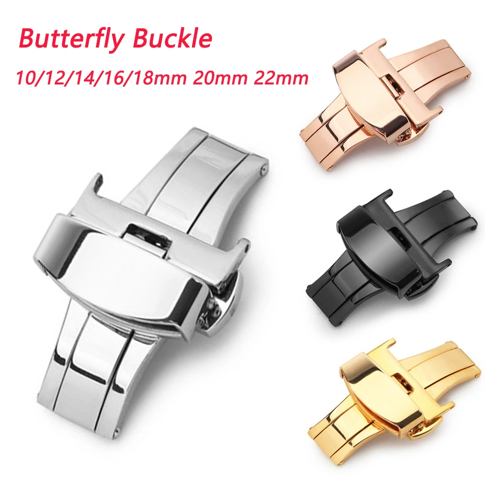 Butterfly-Buckle-Watchband-Button-10-12-14-16mm-18mm-20mm-22mm-Leather ...