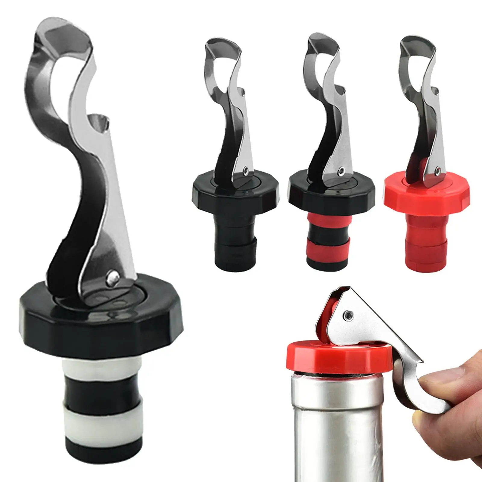 4pcs Wine Bottle Stopper Bar Hand Press Sealing Champagne Beers Cap ...