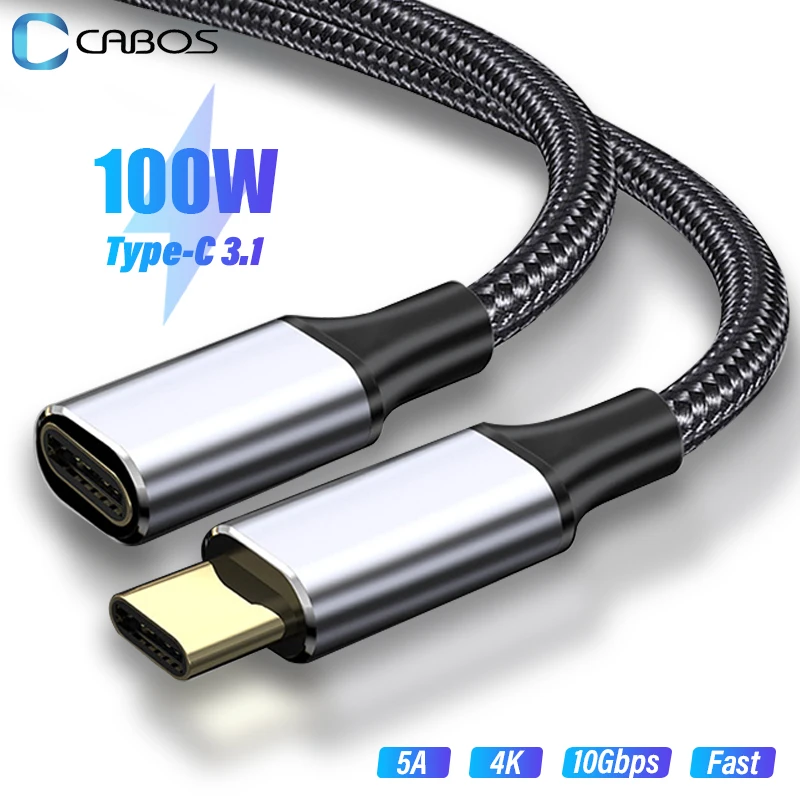 USB 3.1 Type C Extension Cable PD100W 10Gbps USB C 5A Fast Charging ...