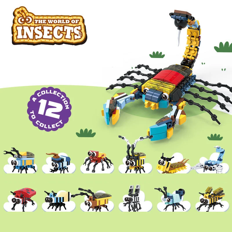 12IN1-Mini-Insects-Animal-Building-Blocks-Scorpion-Dinosaur-Figure ...