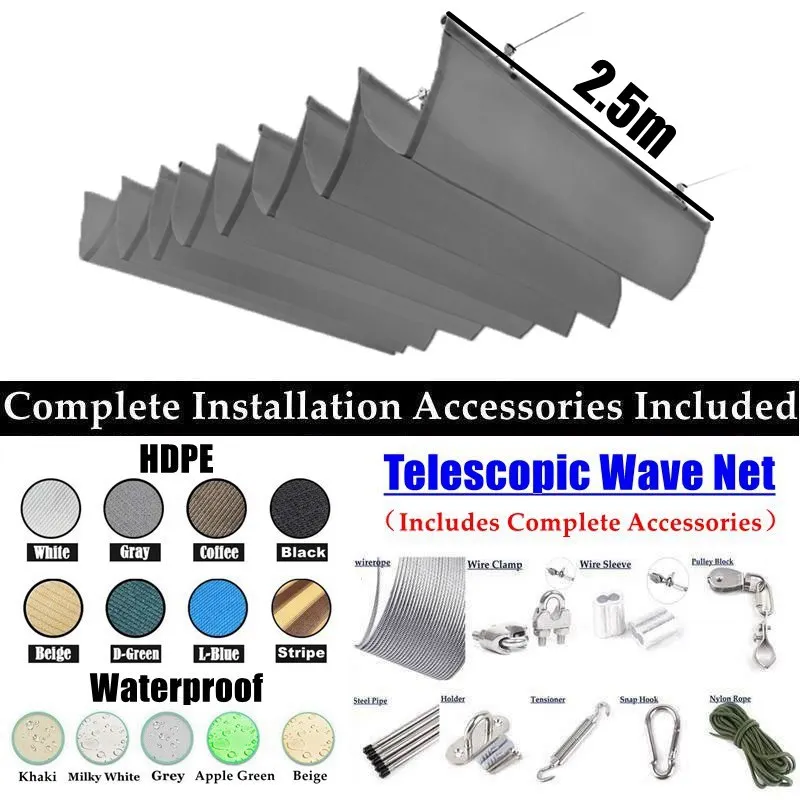 Width-2-5m-Telescopic-Wave-Sunshade-Sail-Garden-Retractable-Awning-HDPE ...