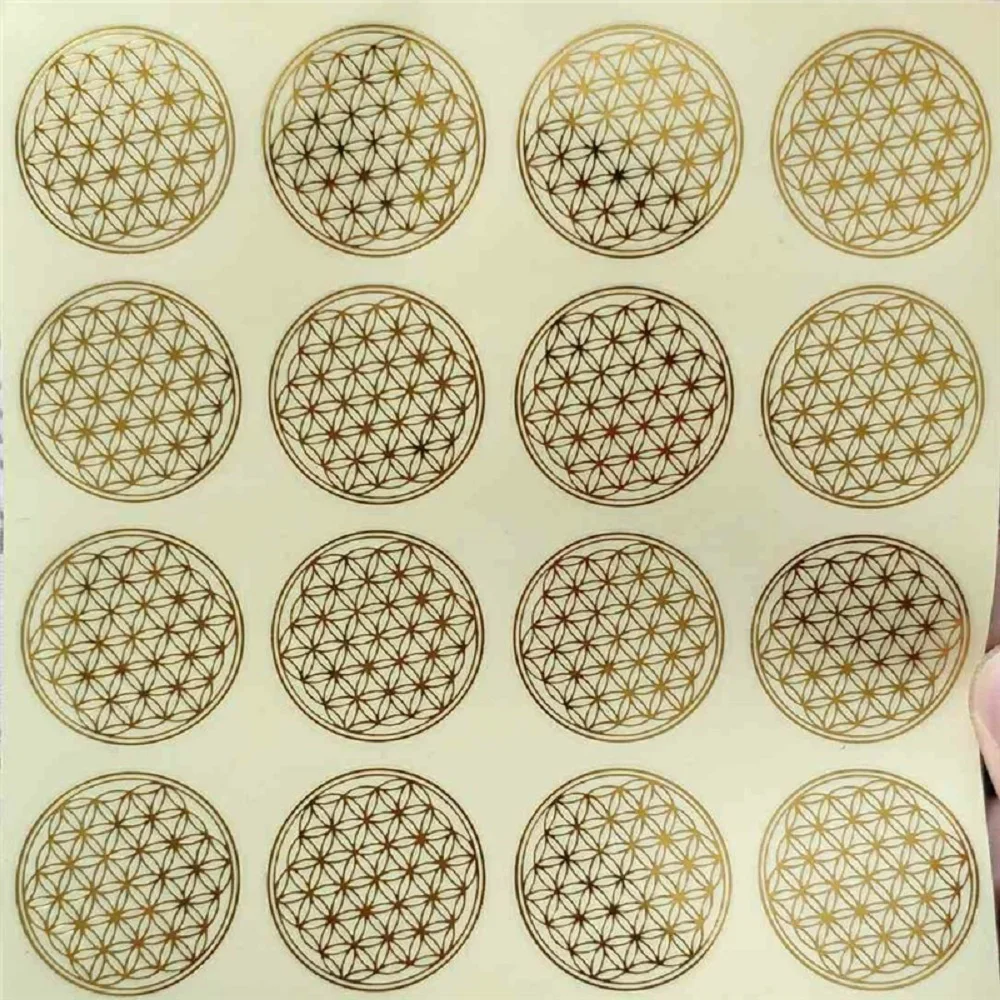 200-100-60-Pcs-Flower-of-Life-Energy-Sticker-Golden-Colorful ...
