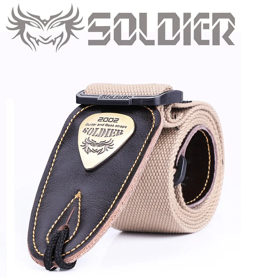 Soldier-Acoustic-Electric-Bass-Guitar-Strap-Black-Leather-Ends-Shoulder ...