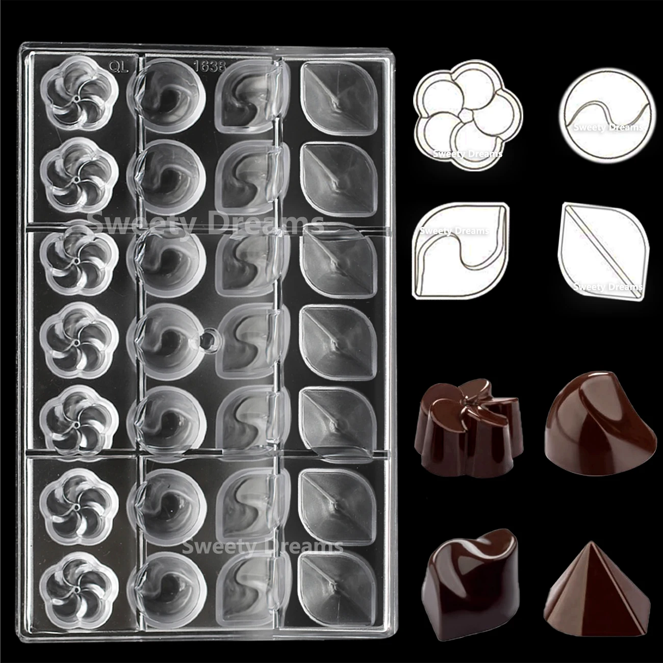 3D Chocolate Molds Multitype Candy Jelly Polycarbonate Moulds Kitchen ...