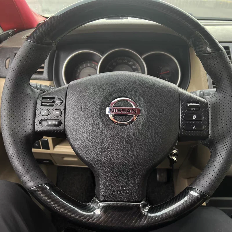 Custom-Steering-Wheel-Cover-Carbon-Fiber-Genuine-Leather-100-Fit-For ...