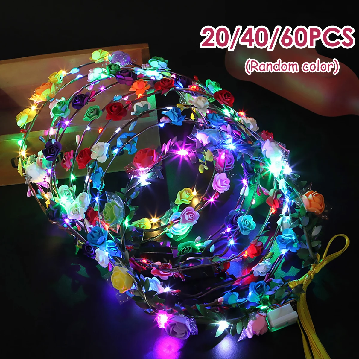 20-Pcs-Romantic-Glow-Garland-LED-Flower-Corolla-Light-Up-Rose-Hair ...