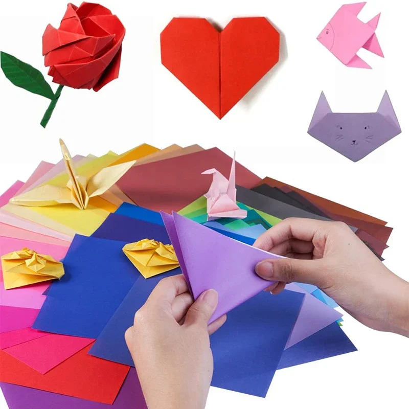 100 Blatt Origami-Papier, doppelseitig, farbig, quadratisch, leicht zu ...