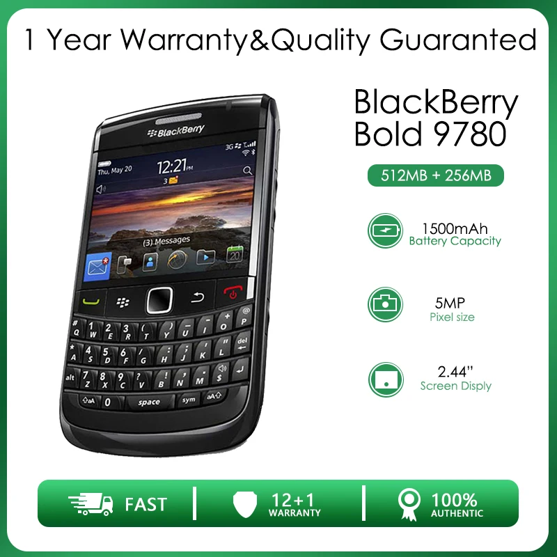 Original BlackBerry Bold 9780 Classic Unlocked Refurbished Mobile Phone ...