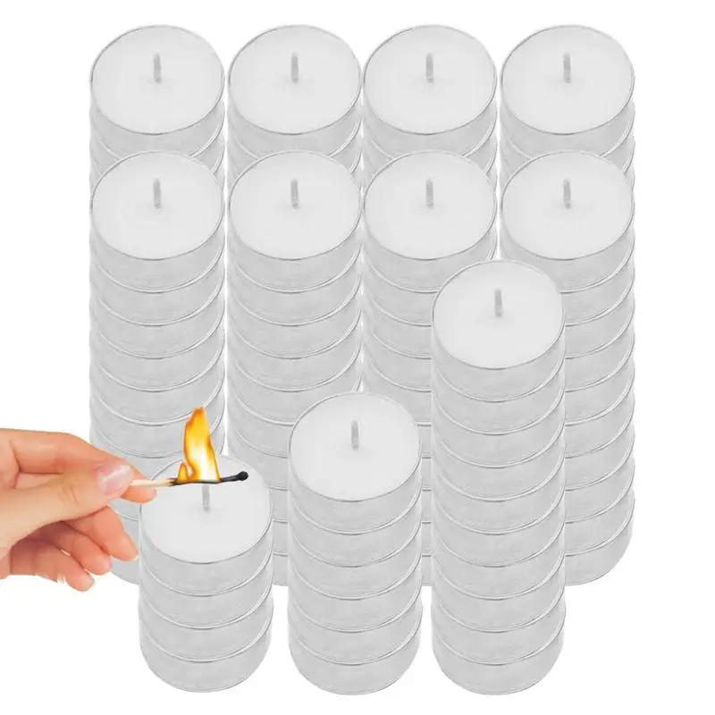 White Tea Light Candles 100 PCS Round Night Tealight Candles Decorative ...