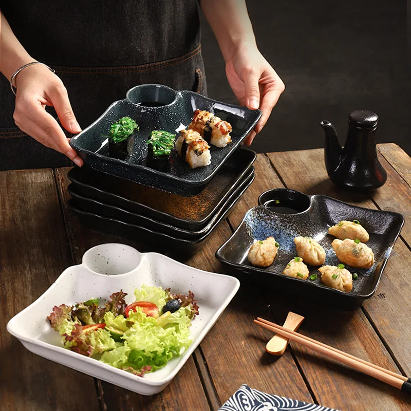 1-Piece-Dumpling-Plate-Japanese-Ceramic-Household-Vinegar-Dish-Divided ...
