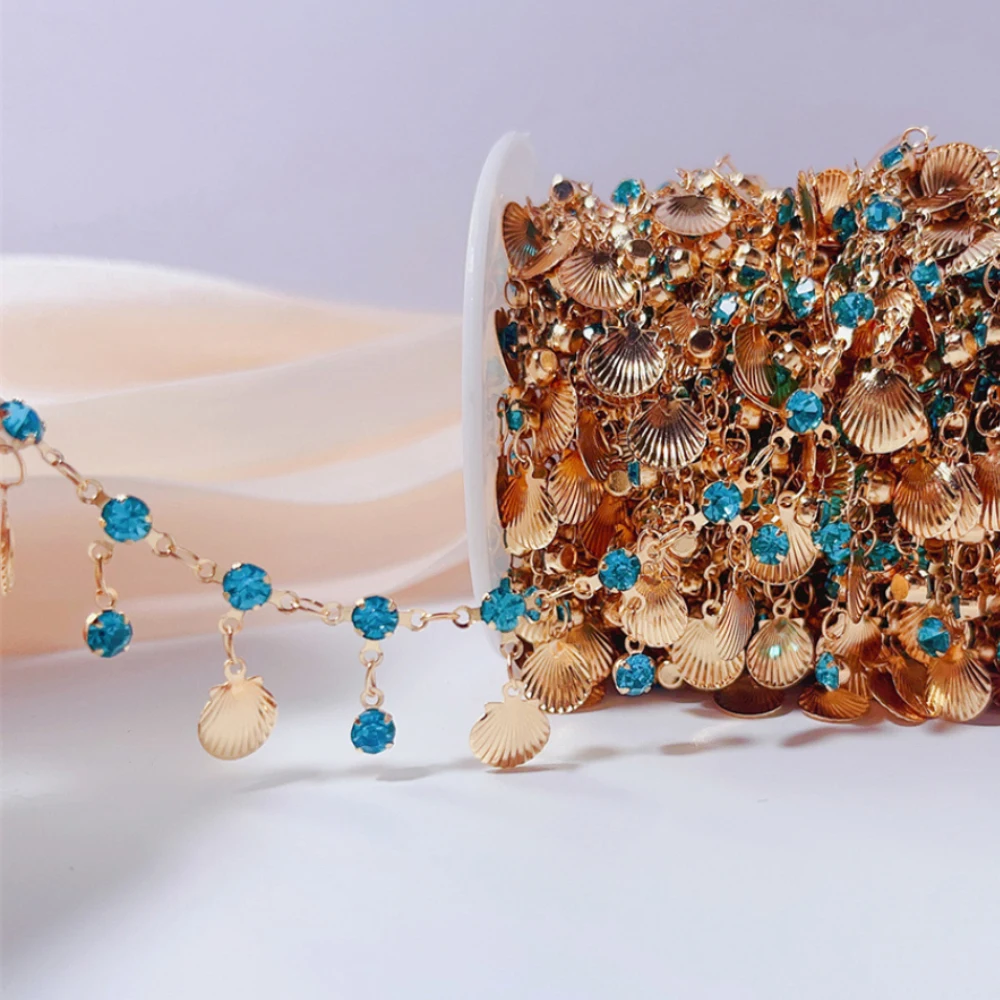 1Meter-Blue-Crystal-Charms-Copper-Chain-Bead-Pendants-KC-Gold-Color ...