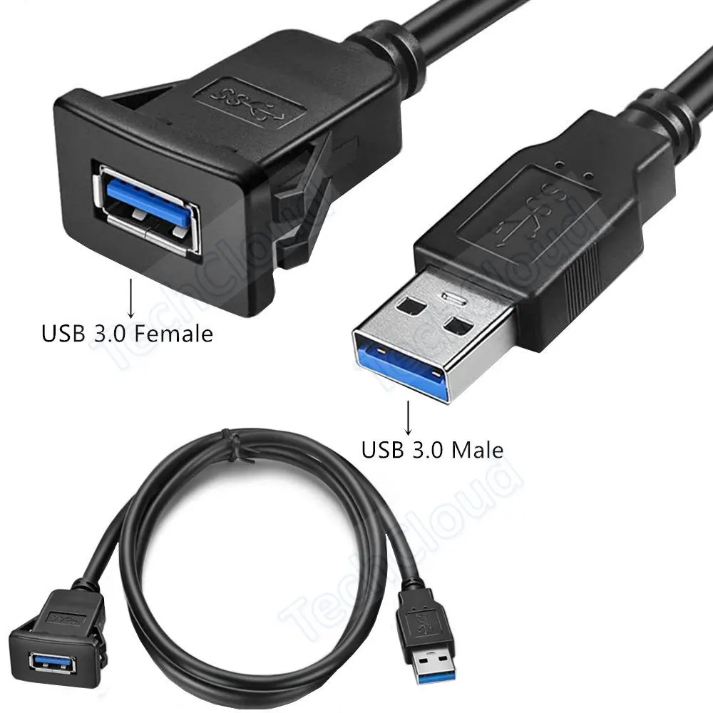 USB-3-0-Flush-Mount-USB-Dock-Adapter-Dashboard-Pan-Port-Extension-Cable ...