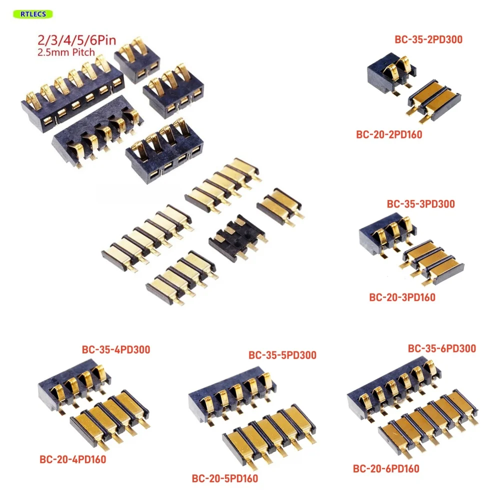 5-20pcs-Spring-Compression-Contact-2-5-mm-Pitch-2-3-4-5-6Pin-Female ...