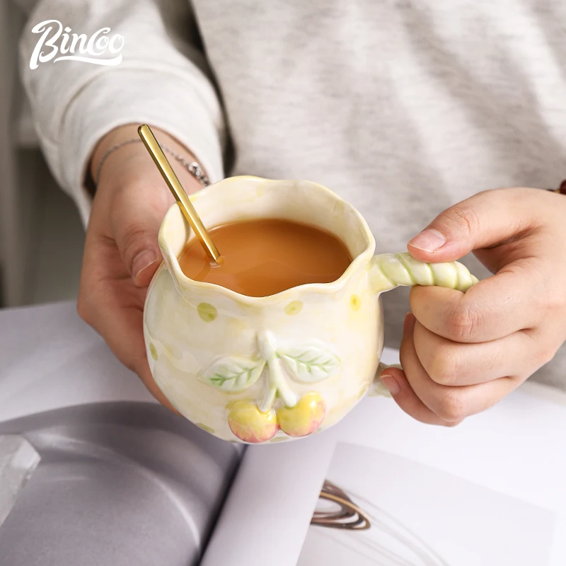 BINCOO-Flower-Embossed-Mug-Ceramic-Coffee-Cup-European-Style-Water-Cup ...