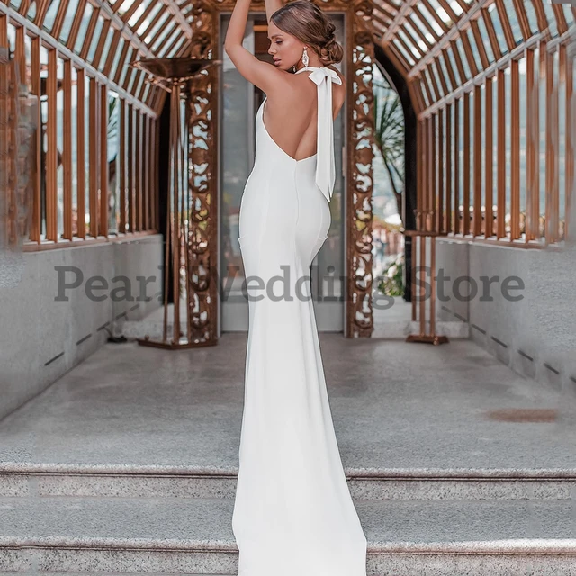 Backless Mermaid Wedding Dresses With Bow