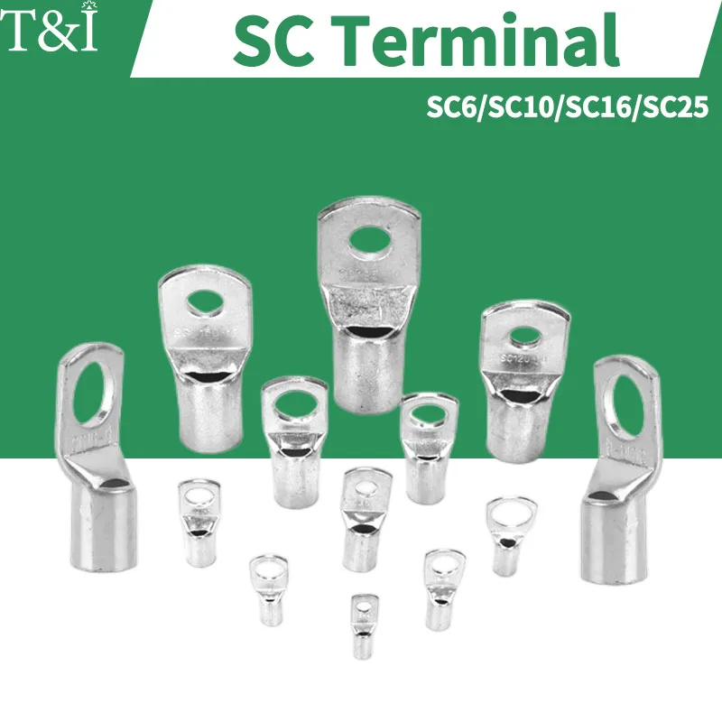 100pcs SC6-5/6/8 SC10-6/8/10 SC16-6/8/10/12 SC25-6/8/10/12 Copper Lug ...
