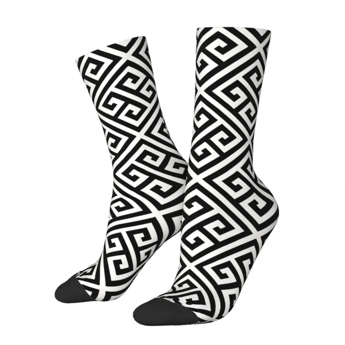 Crazy-Sock-for-Men-Black-And-White-Design-Hip-Hop-Vintage-Greek-Meander ...