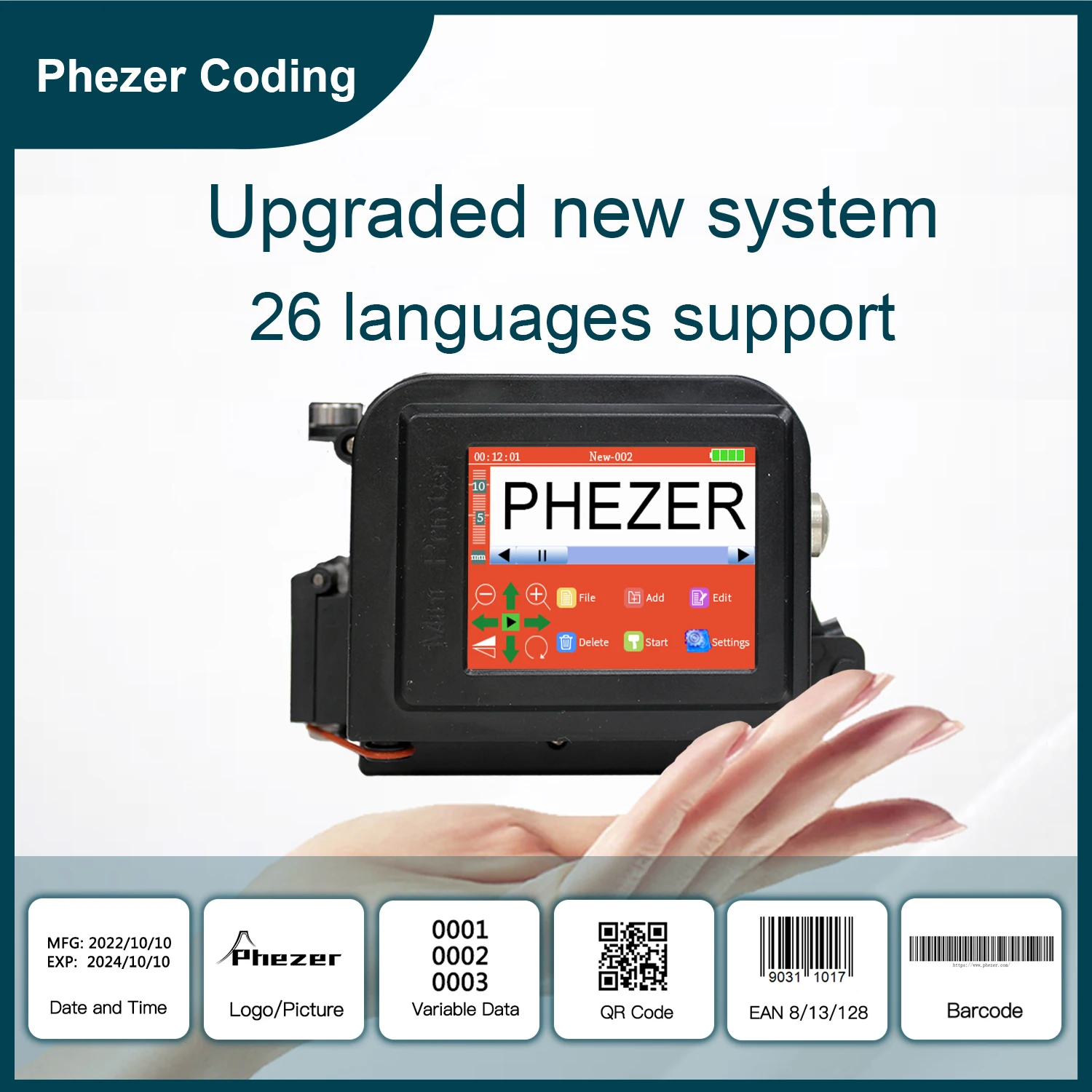 Phezer-30-Languages-12-7-25-4mm-PC11Plus-Mini-Portable-Printer-QR-Bar ...