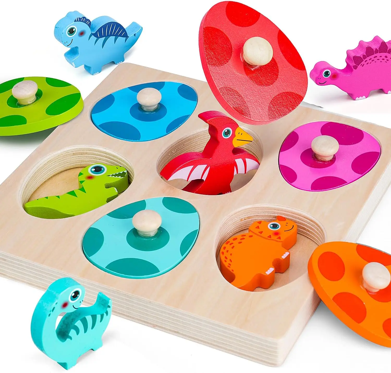 Montessori-Wooden-Dinosaur-Puzzles-Toys-for-Toddlers-Dinosaur-Match ...