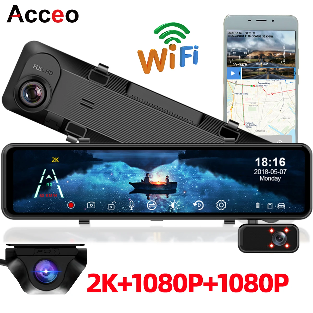 ACCEO-A47-Dash-Cam-3-Camera-Lens-Car-DVR-With-GPS-WIFI-11-26-Inch ...