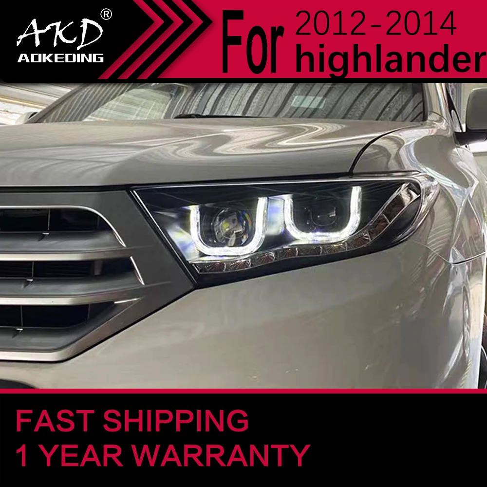 Car Lights For Toyota Highlander Led Headlight 2012-2014 Head Lamp Drl ...