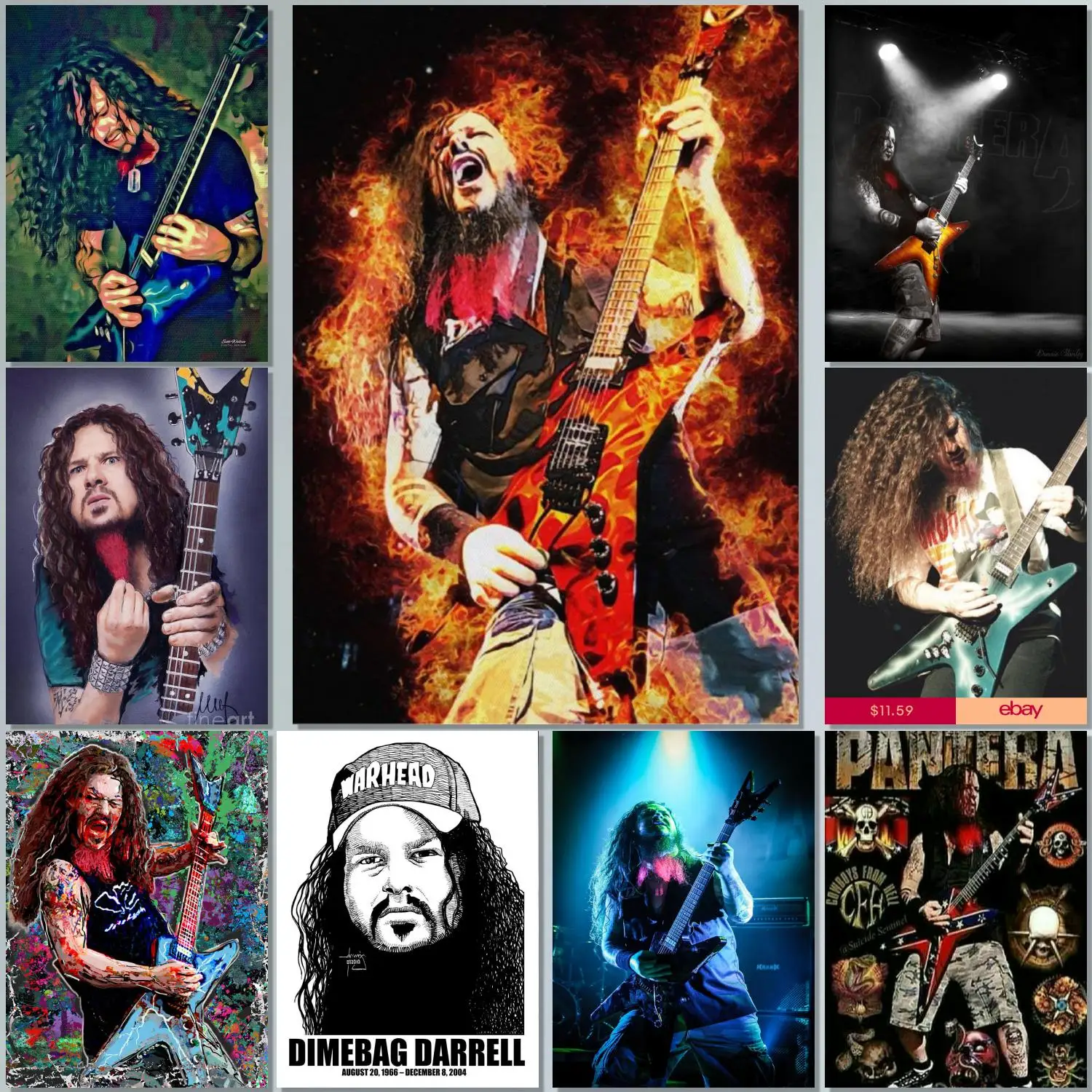 Singer-dimebag-darrell-Painting-24x36-Wall-Art-Canvas-Posters-room ...