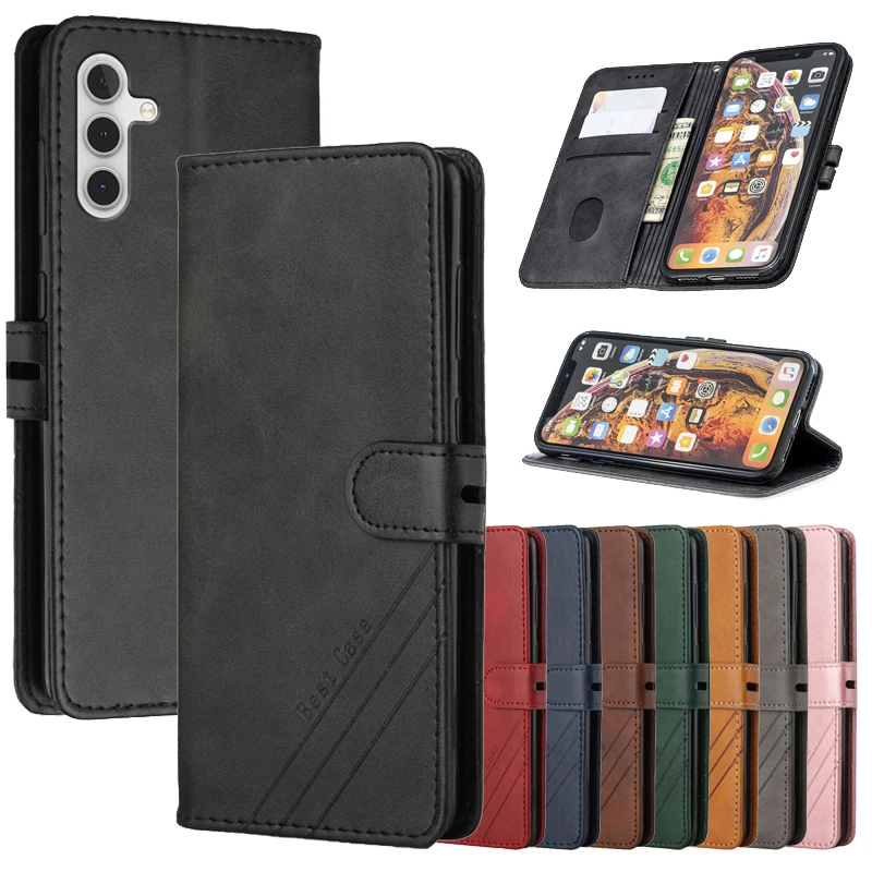 Leather Flip A54 Case on For Samsung A54 Galaxy A54 5G Coque For Fundas ...