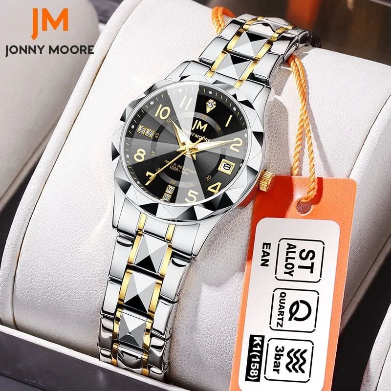 Gift Box Watches for Women JONNY MOORE 1023 Rhinestone Dial Luxury ...