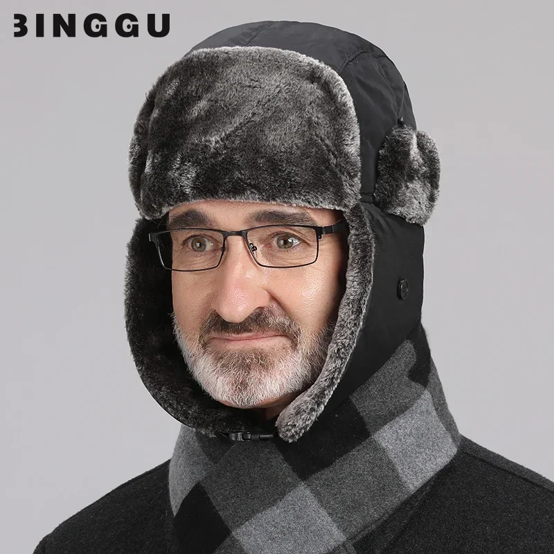 BINGGU-Winter-Bomber-Hats-Outdoors-Ski-Mask-Cold-Proof-Russian-Ushanka ...
