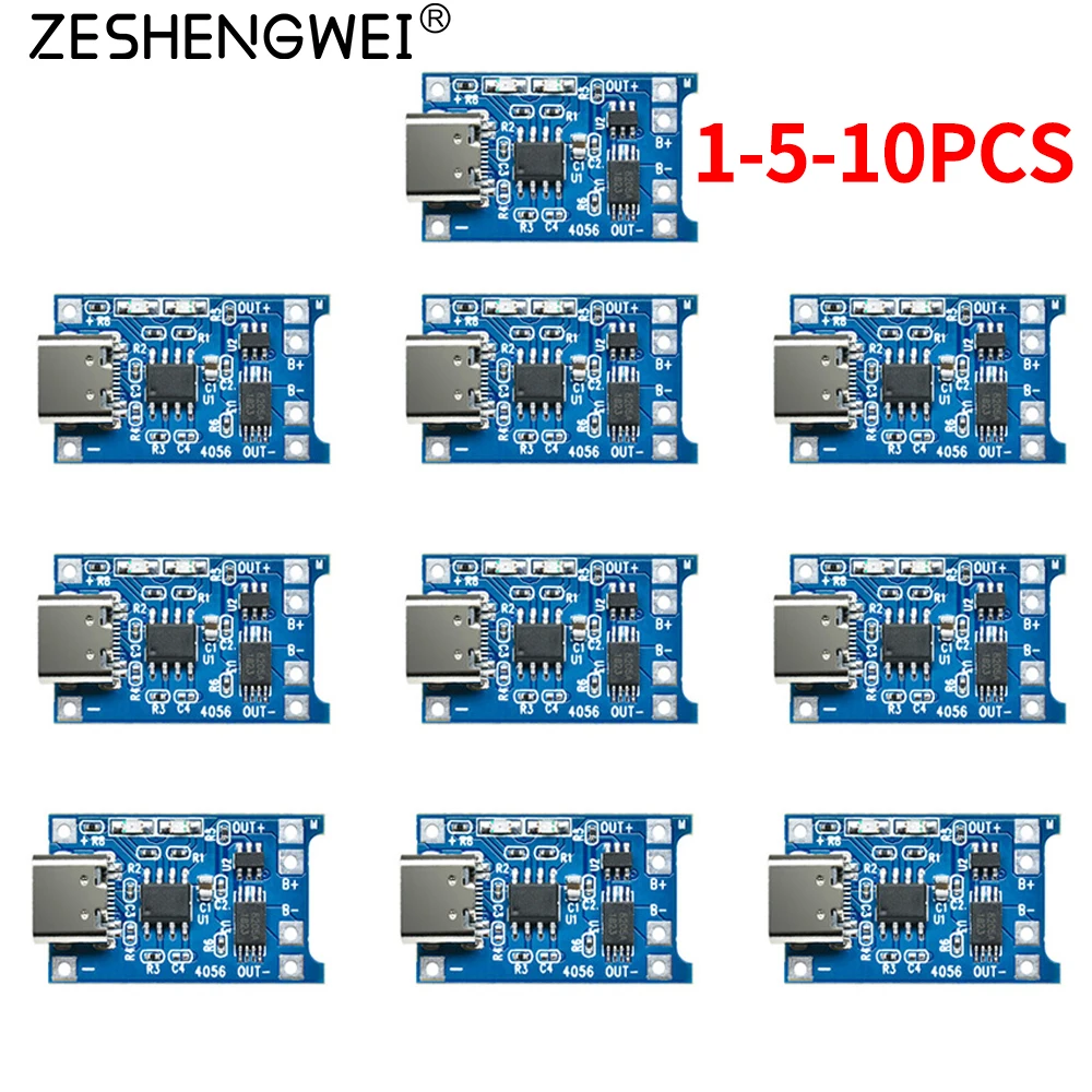 1-10Pcs-5V-1A-TYPE-C-Micro-USB-18650-TC4056A-Lithium-Battery-Charging ...