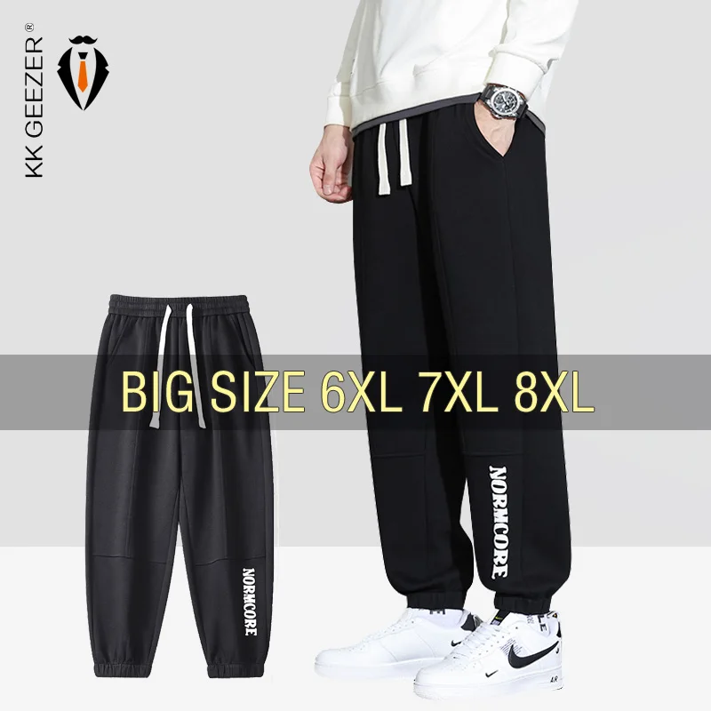 Pants Men Jogger Cotton Hoodies Trousers Oversize 6XL 7XL 8XL Black ...