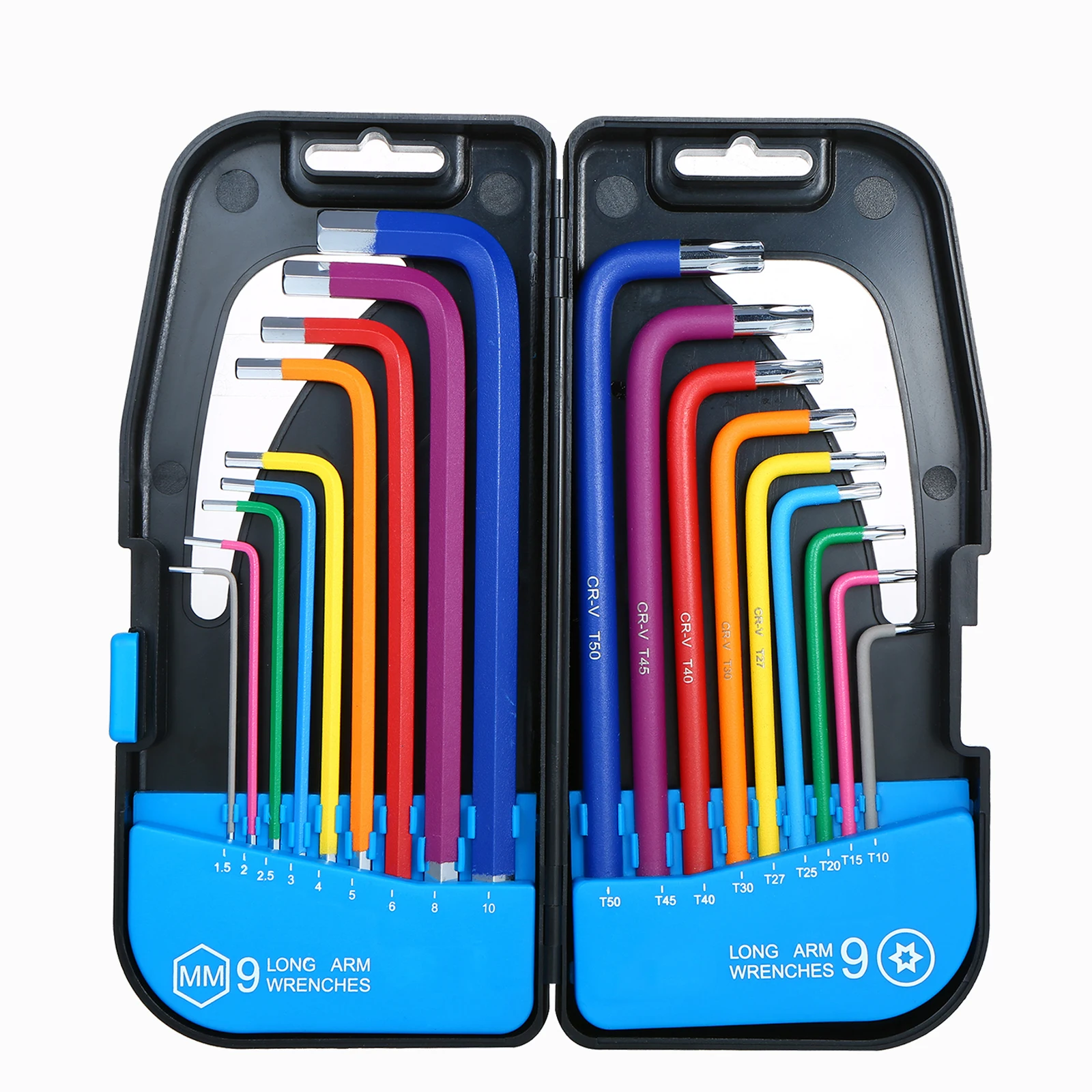 18PCS-L-Key-Set-Metric-Star-Long-Arm-Ball-End-Hex-Key-Set-Chrome ...