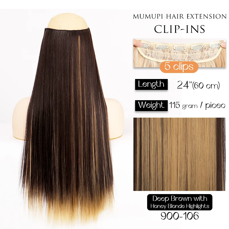 Synthetic 1pc clip on hair extension