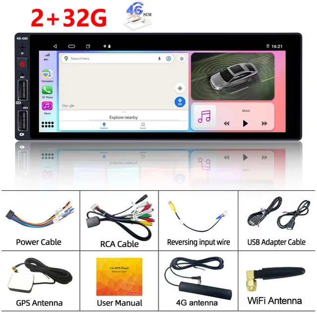 X-REAKO Universal 1 Din 4G AI VOICE Auto Radio Android Multimedia ...