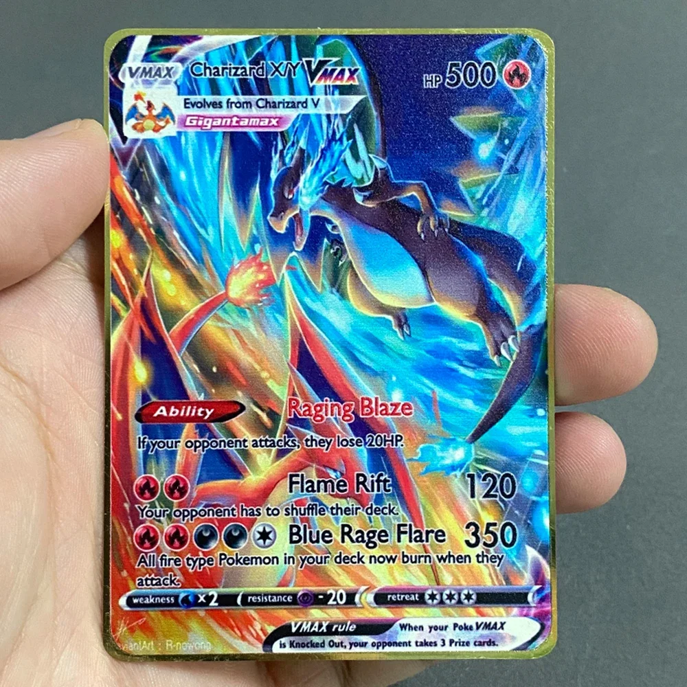 Iron Cards Gold Vmax Card Pikachu Charizard English Metal Cards Mega ...