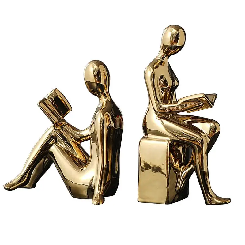 Decorative-Bookends-For-Heavy-Books-2X-Abstract-Statue-Design-Book ...