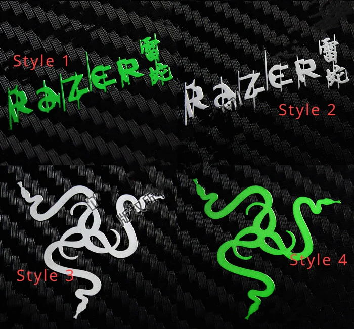 Pegatina-de-Metal-Razer-verde-plateado-para-decoraci-n-personalizada ...