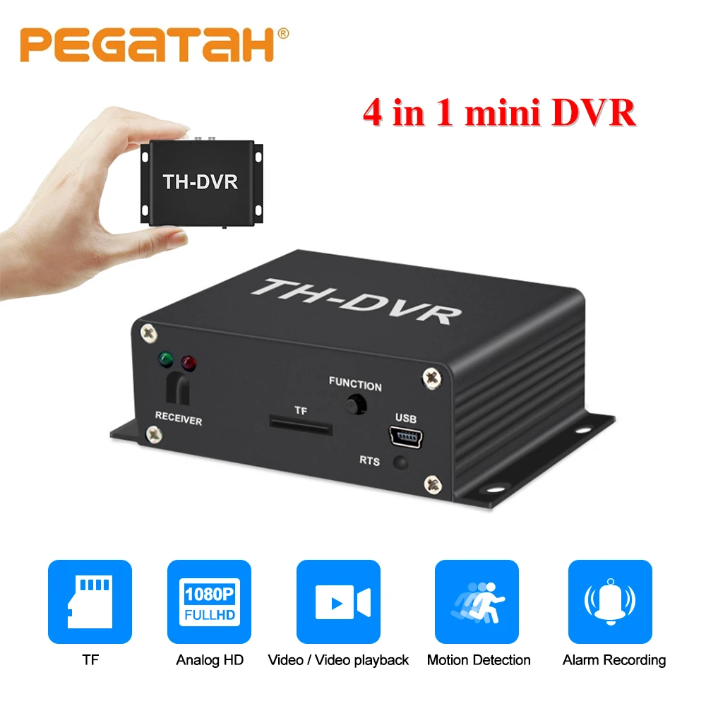 Mini gravador dvr 1080p, gravador de vídeo 4 em 1 para ahd, cvi, tvi ...