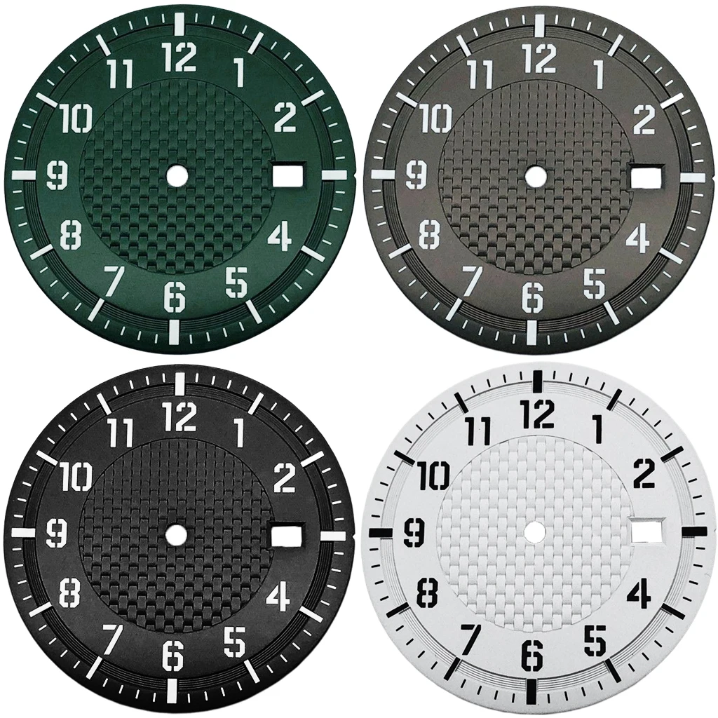 New-34mm-Green-Coffee-Black-White-Sterile-Watch-Dial-Green-Luminous-Fit ...