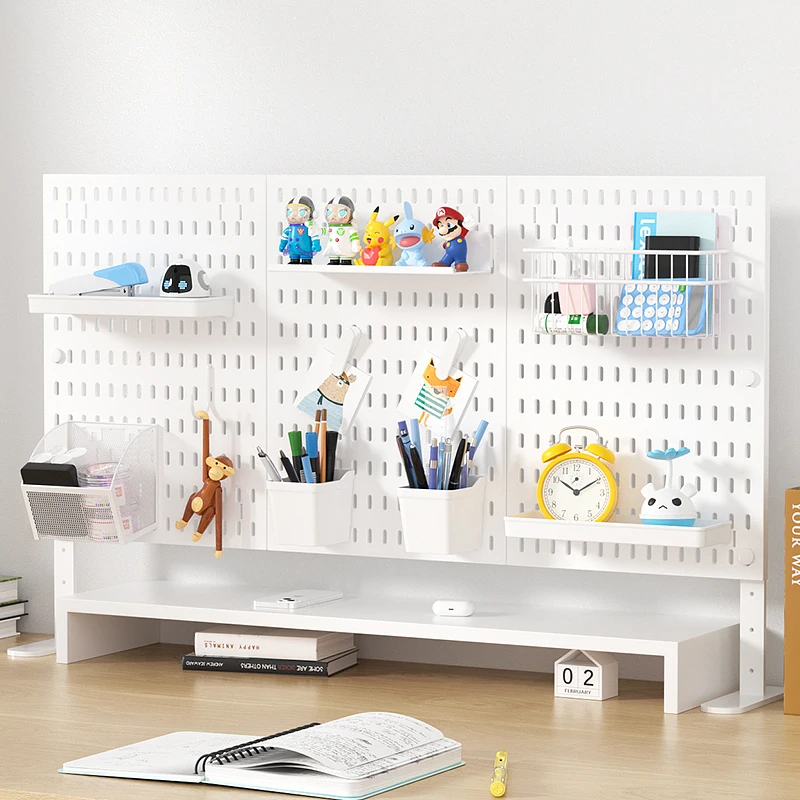 Desktop storage pegboard: Can stand upright or be clipped to desk ...